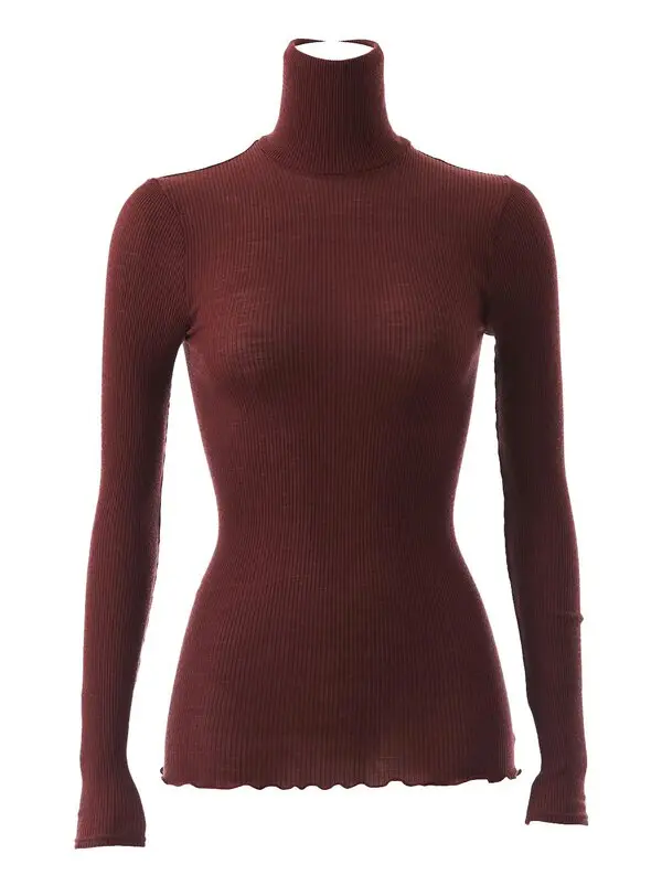 AROMATIQUE Fine Gauge Wool Rib Knitwear Maroon - Red