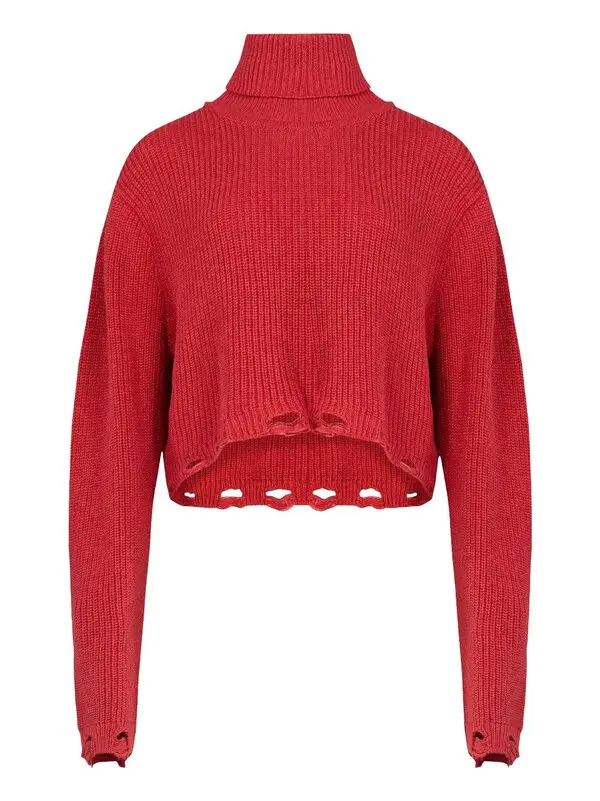 PCFG Your Itch Ripped High Neck Knit Sweat Samba - Red