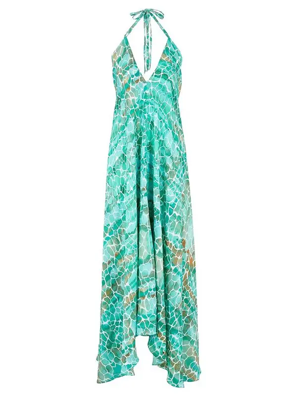 SOPHIA ALEXIA Aqua Pebbles Silk Ibiza Dress - Green