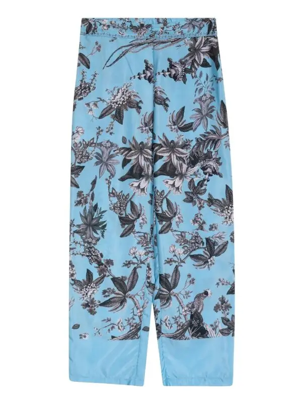 NIZA Trouser With Floral Print And Lace Details - Blue