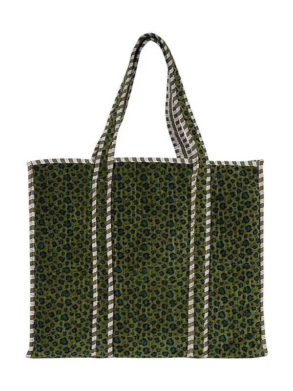 CYC The Leopard Velvet Tote - Green