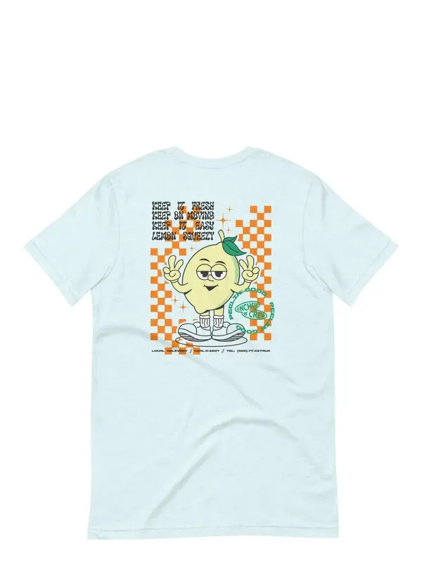 ANCHOR & CREW Ice Lemon Fresh Dial-a-local Organic Cotton T-shirt - Blue