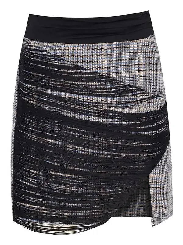 MADEBYZA Assymetric Plaid Skirt - Black