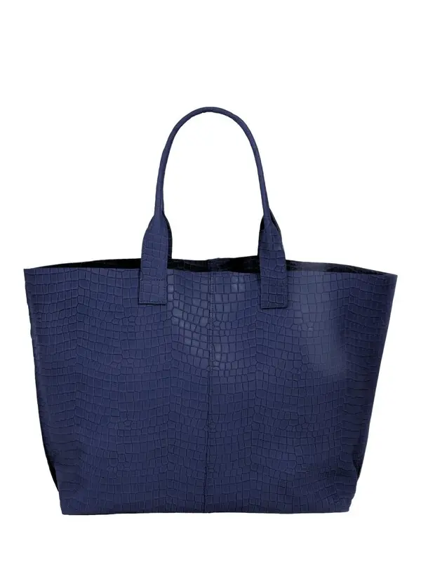 JUAN-JO Navy Croc Embossed Extra Large Tote Bag - Blue
