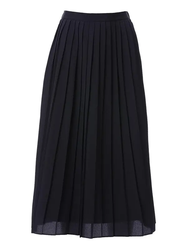 CARLOSLINES Pleated Midi Skirt In Solid - Black
