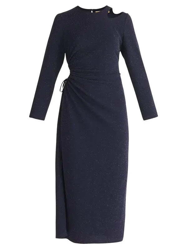 PAISIE Sparkly Cut Out Dress In Navy - Blue