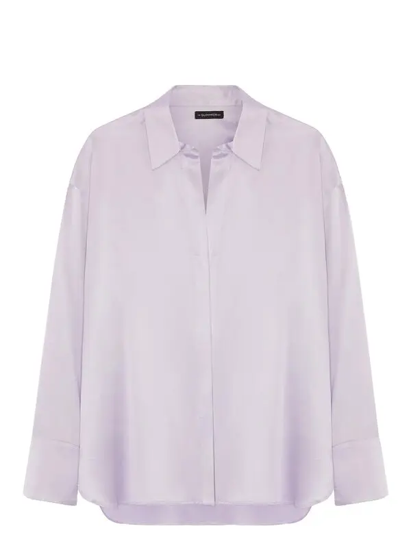 THE SUMMER EDIT Audrey Oversized Silk Shirt - Silver