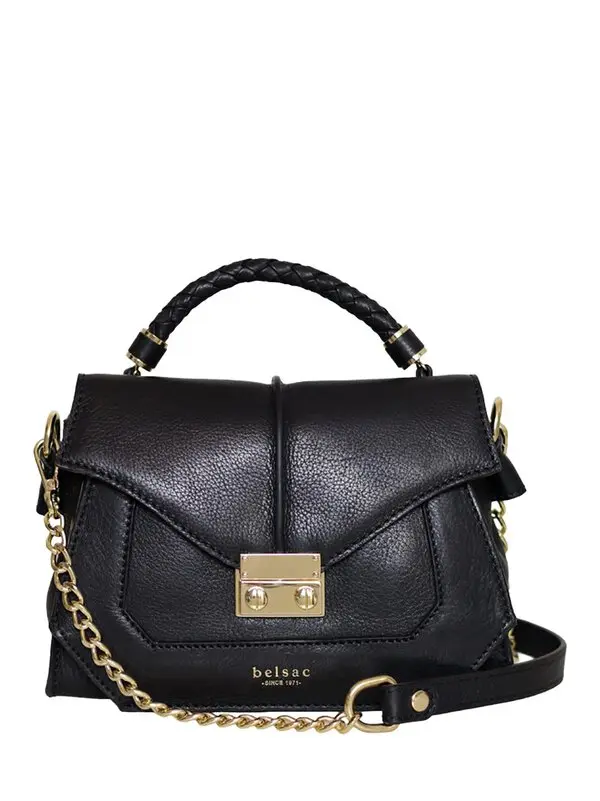 BELSAC Flore, Leather Shoulder Bag - Black