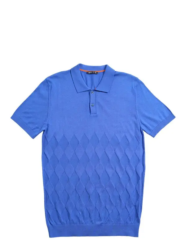 EIGHT X Argyle Knit Polo Royal - Blue