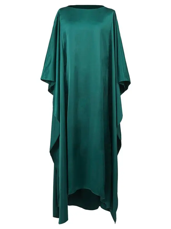 SMART AND JOY Long Kaftan Satin Dress - Green