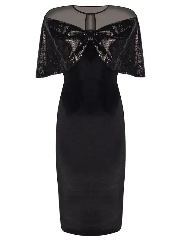 MADEBYZA Velvet Bowed Evening Dress - Black