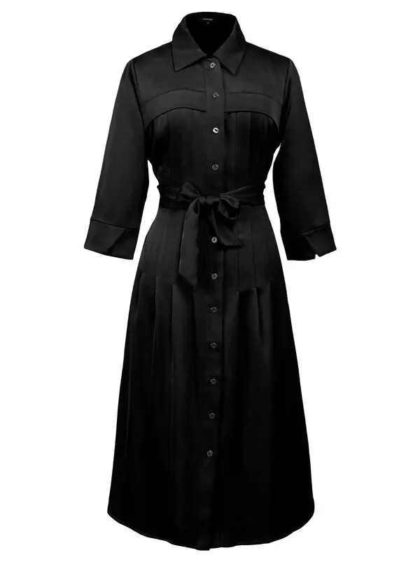 SMART AND JOY Stitched Pleats Shirt-dress - Black