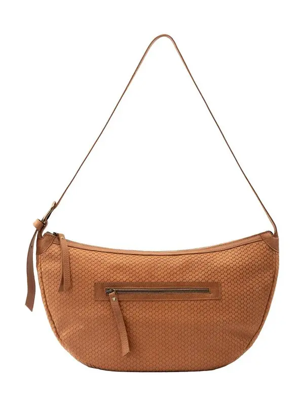 JUAN-JO Half Moon Bag. Snake Embossed Leather Large Size - Brown