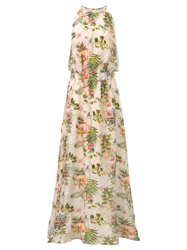 OH!ZUZA NIGHT&DAY Neutrals Maxi Cupro & Modal Dress – Botanical Print - Green