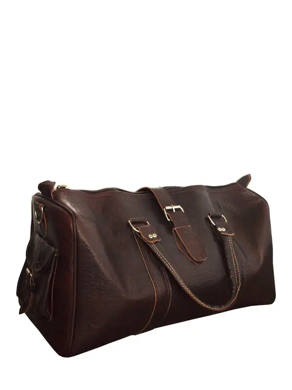 BERBER LEATHER The Rabat Overnight Bag In Dark - Brown