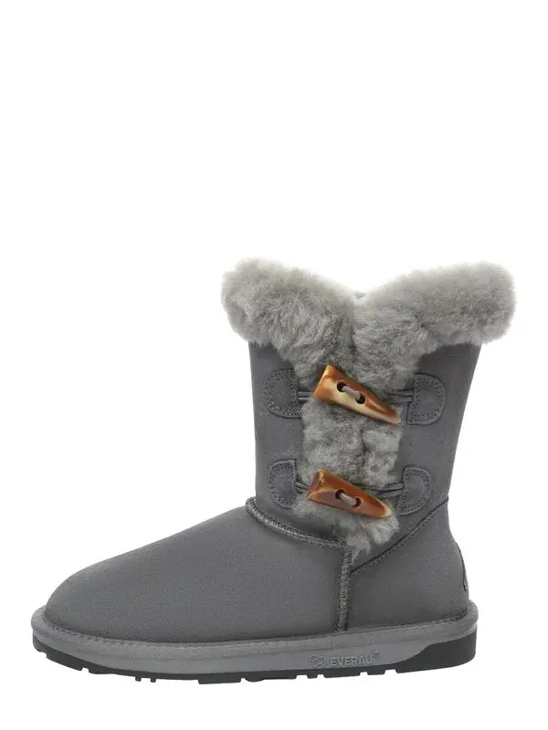 EVERAU AUSTRALIA Stork Horn Toggle Button Short Boots - Grey