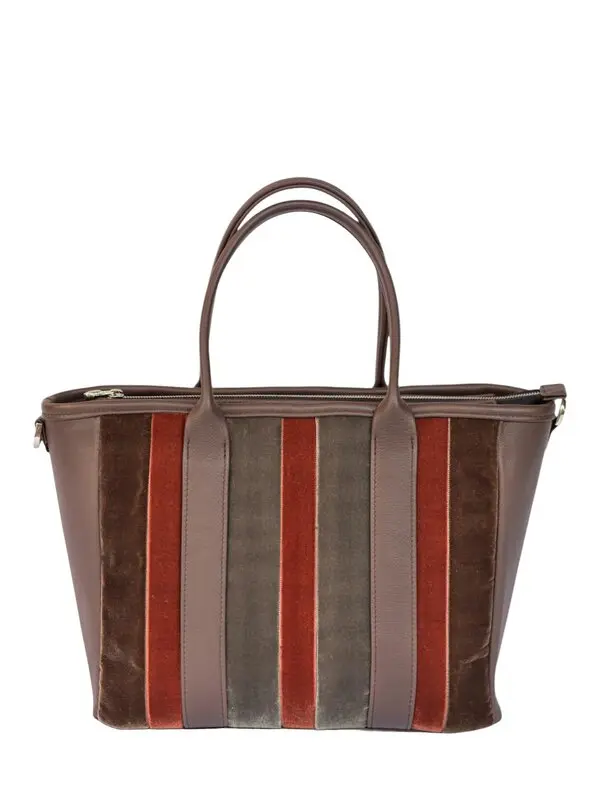 VELVET ATELIER Brown / Green Betty Brown Shoulder Bag - Brown/green