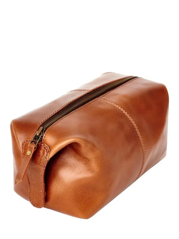 VIDA VIDA Classic Tan Leather Wash Bag - Brown