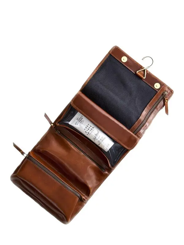 VIDA VIDA Hanging Tan Leather Wash Bag - Brown