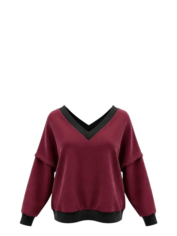 BEIRA Victoria V-neck Sweatshirt – Burgundy - Red