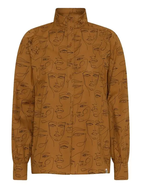 GROBUND The Sonja Shirt The One With A High Collar In Cognac - Brown