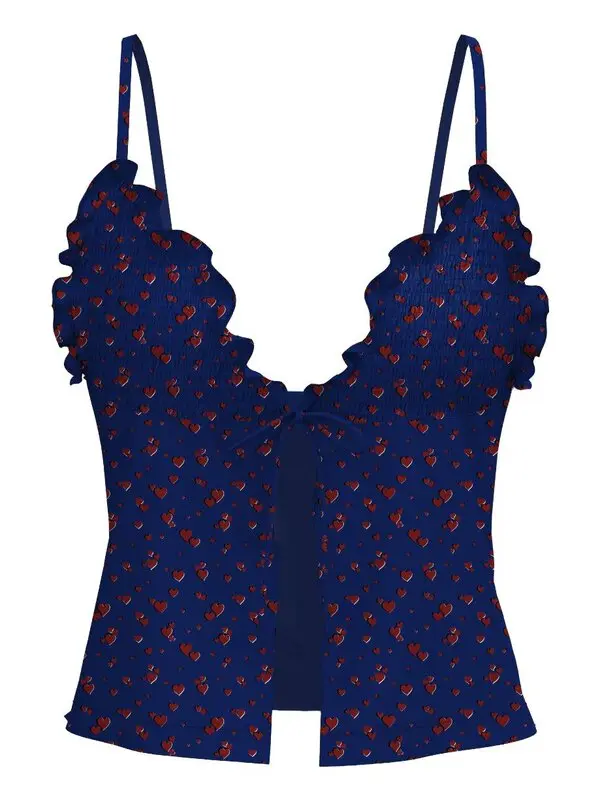 BLACKBOUGH SWIM Louise Dainty Tankini Top / Heartache Pointelle - Blue