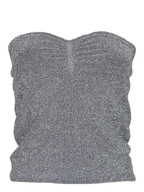 LALIPOP DESIGN Strapless Fitted Y Knitted Top - Silver