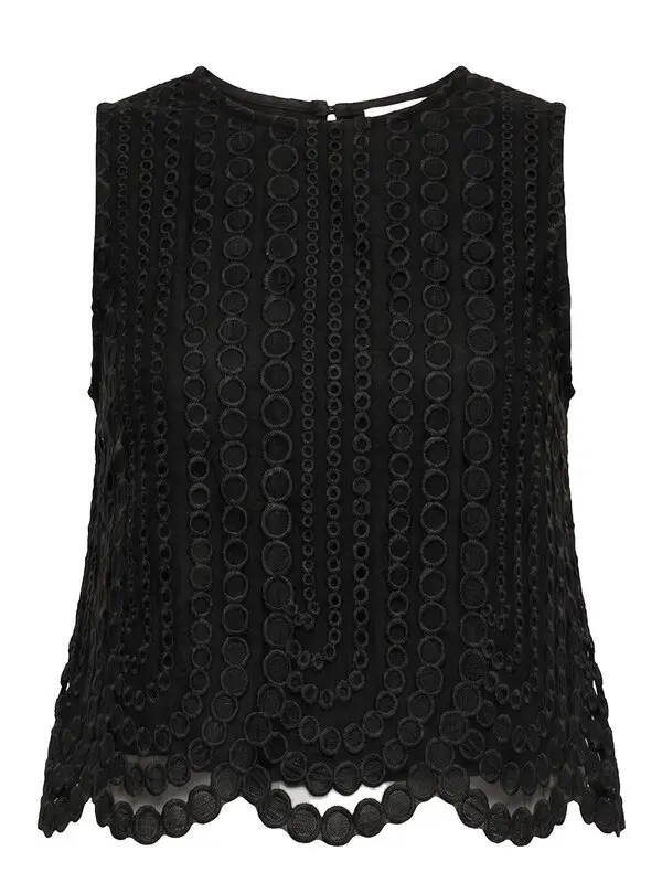 TANTRA SPAIN SL Lace Top With Circle Detailing And A Round Neckline - Black