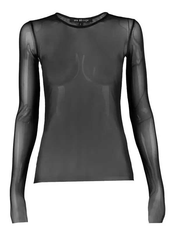 UNA BERZINA Sheer Tulle Top - Black