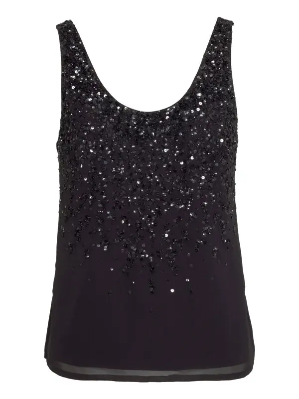 ROSE & NANCY Selene Sequin Vest - Black