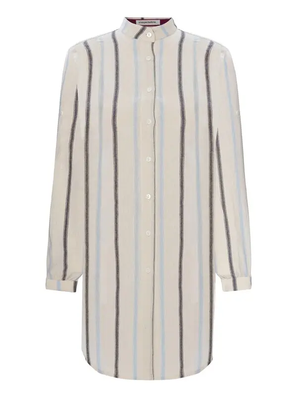 UNEXPECTEDONE Neutrals Shades Of Shirt Stripe ’s Natural Fabric Boyfriend Shirt - Gray