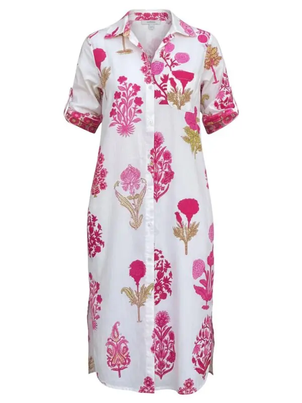 MARY MARSHMALLOW Vacay Dress Floral Block Print - Pink