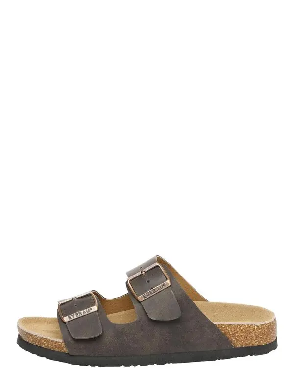 EVERAU AUSTRALIA Duck Leather Twin Buckle Sandals - Brown