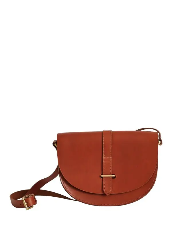 VIDA VIDA Luxury Leather Saddle Bag With Brass Fastening - Brown