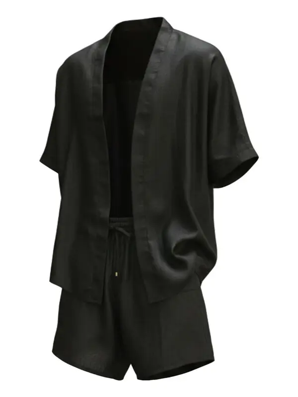 ORIGIN OF HEARTS Mamba Linen Resort Kimono Set - Black