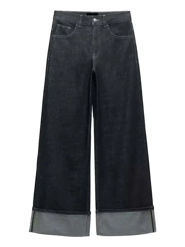 CHANEL JOAN ELKAYAM Dark Indigo Folder Hem Jeans - Blue