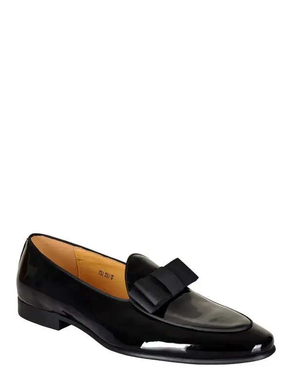 DAVID WEJ Bradford Patent Belgian Bowtie Loafers - Black