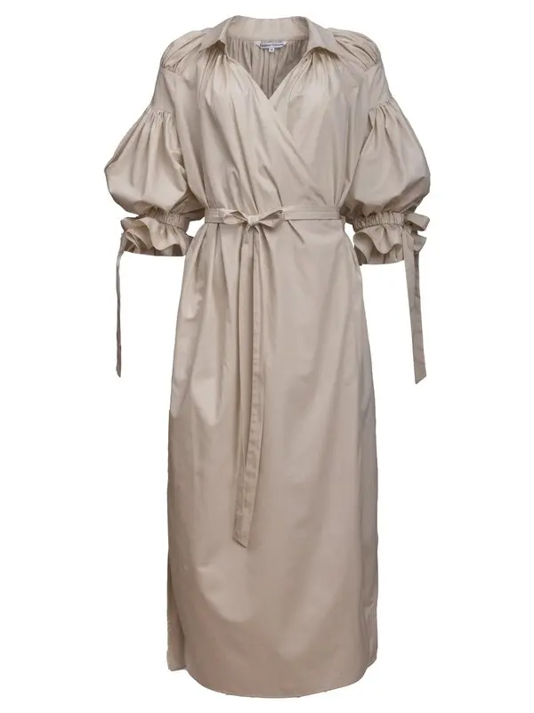 HELENE GALWAS Neutrals Ina Cotton Wrap Dress - Beige