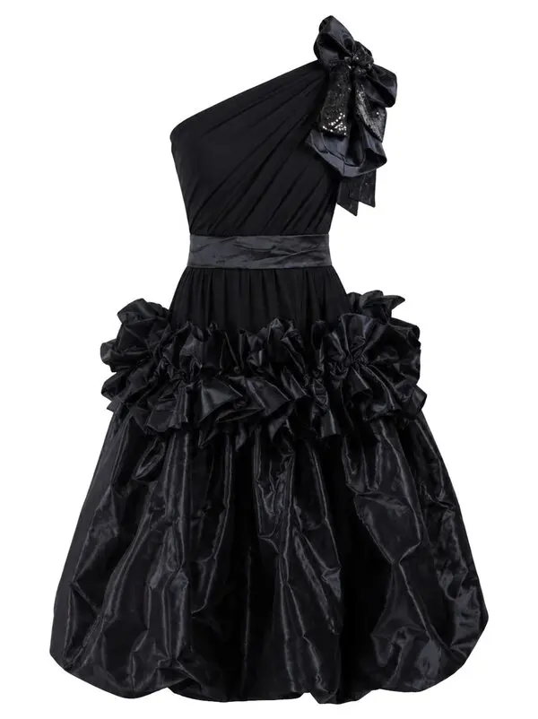 Miro Misljen One-shoulder Ruffled Dress - Black