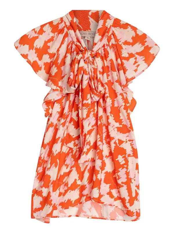 NIZA Zia Blouse With Bow And Ruffles - Red