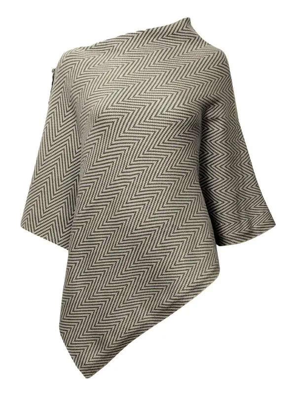 JAMES LAKELAND Chevron Button Poncho - Black