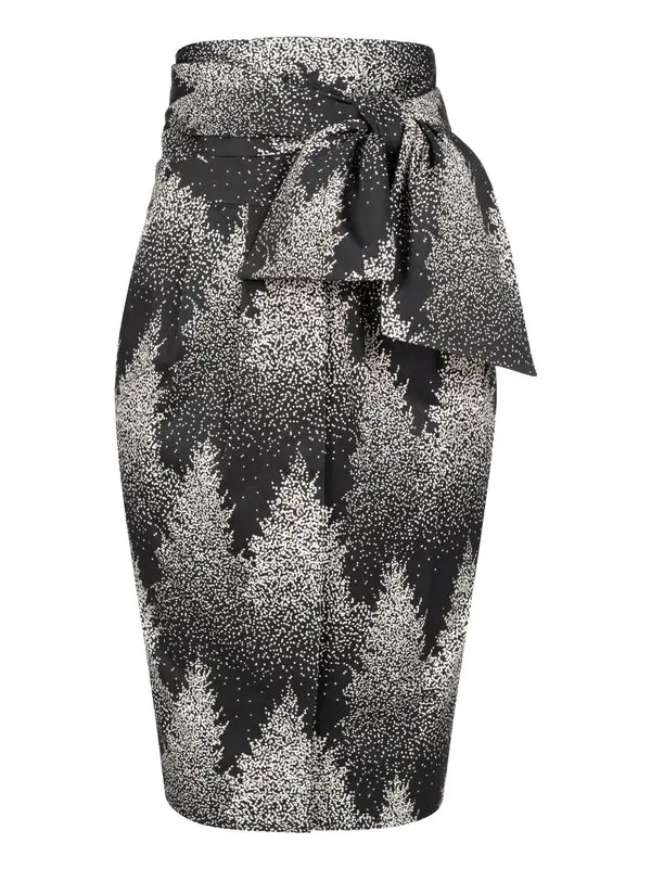 MARIANNA DÉRI Forest Print Pencil Skirt With Tie Belt - Black
