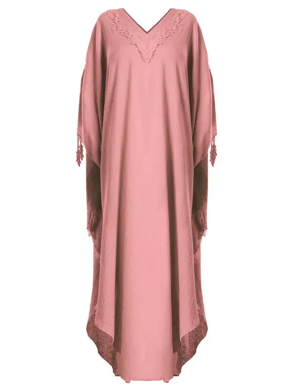 ZHENABIA Boho Kaftan Summer Maxi Dress - Pink