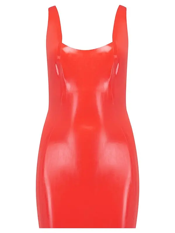 ELISSA POPPY Latex Backless Mini Dress Scarlet - Red