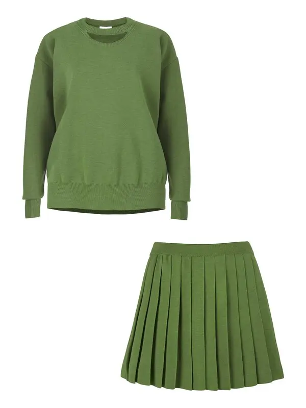 SALANIDA Piccolo & Rotondo 100% Merino Co-ord In Olive - Green