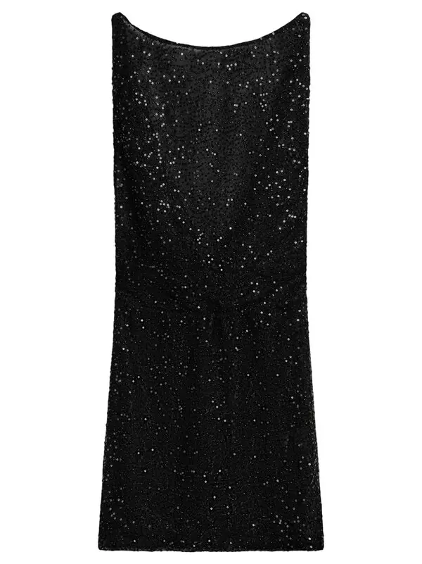 NOCTURNE Sequin Open Back Mini Dress - Black