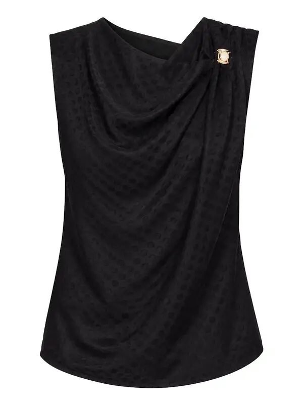 EXQUISE Stephanie Asymmetric Blouse - Black