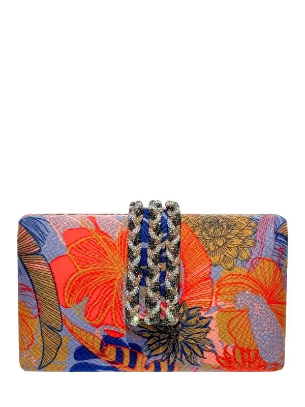 SIMITRI Saffron Braided Fringe Clutch - Orange
