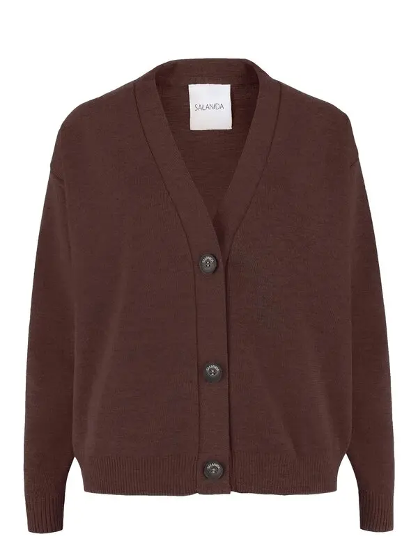 SALANIDA Bene 100% Merino Cardigan Chocolate - Brown