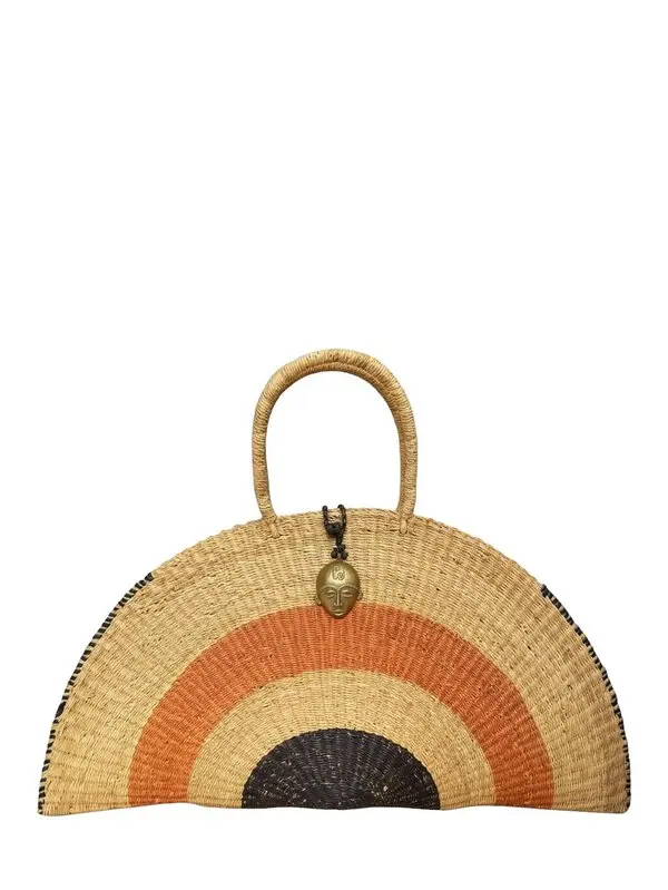 SOKONA Neutrals / Kusana Xtra Half-moon Handwoven Bag Earth Arc - Orange